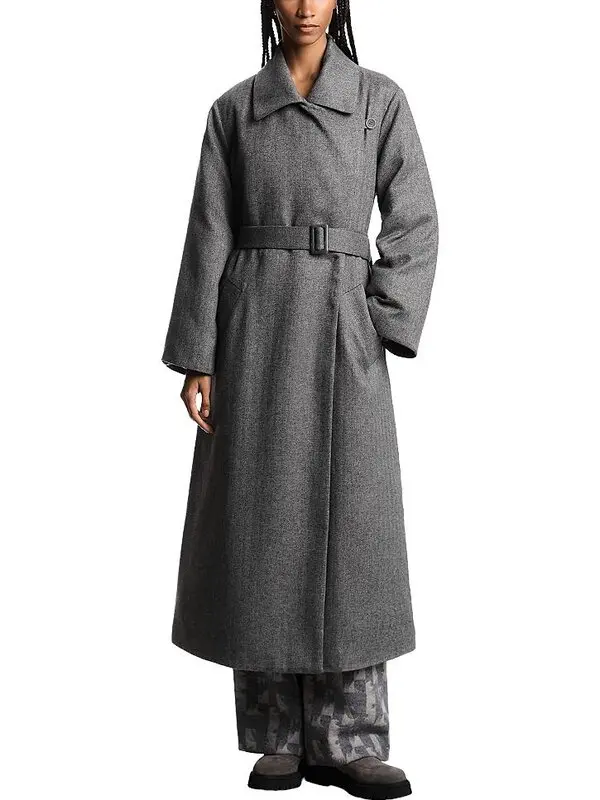 Emporio Armani Chevron Belted Coat - Solid Dark