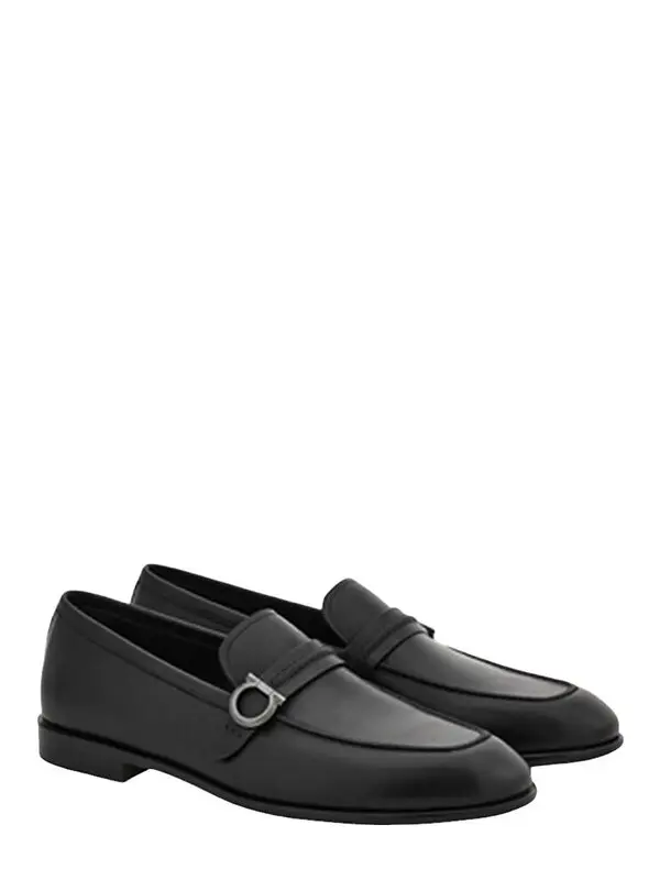 FERRAGAMO Terrence Leather Loafers - Nero