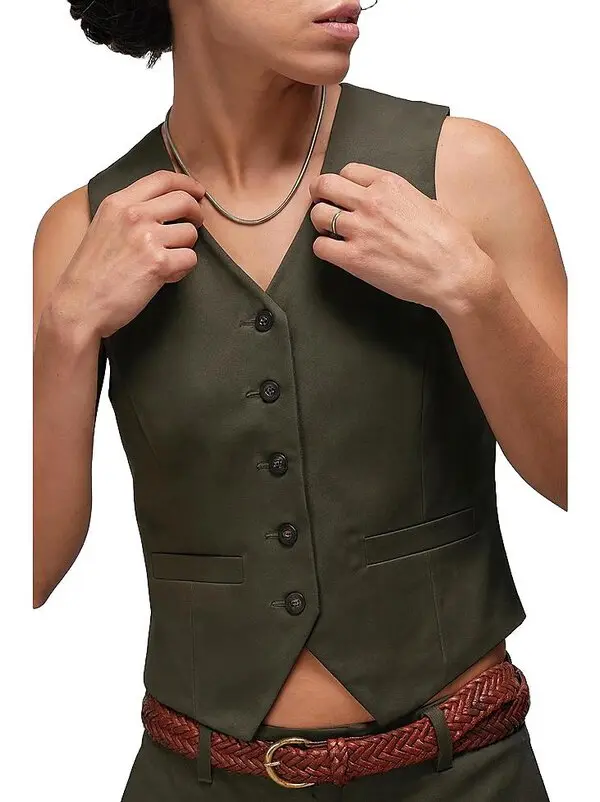 WILDFANG Fitted Cotton Vest - Spruce