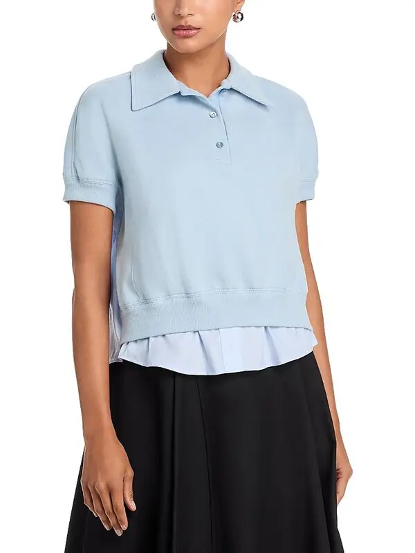 3.1 Phillip Lim Contrast Polo Tee - Oxford Blue