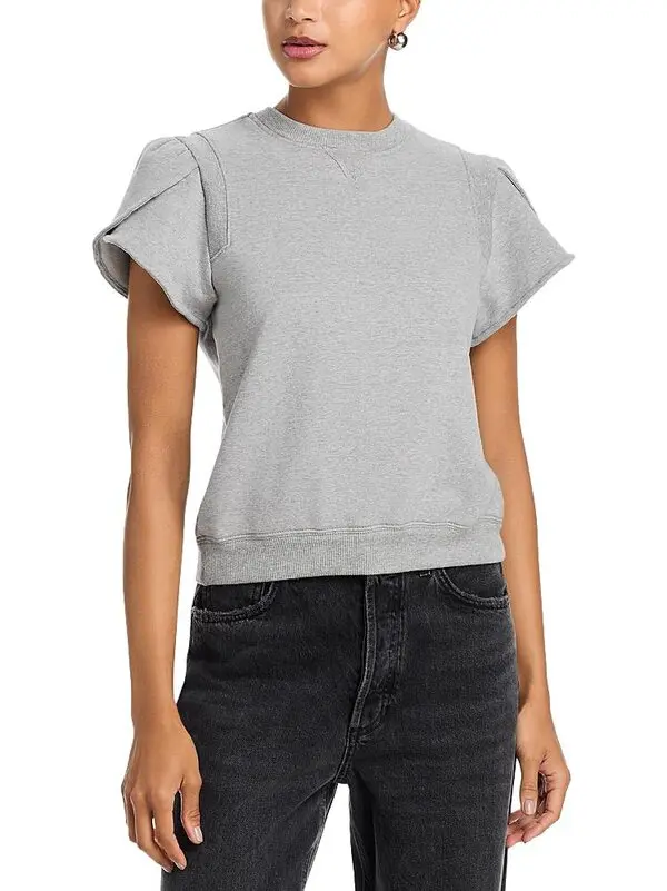 3.1 Phillip Lim French Terry Tulip Sleeve Top - Grey Melange
