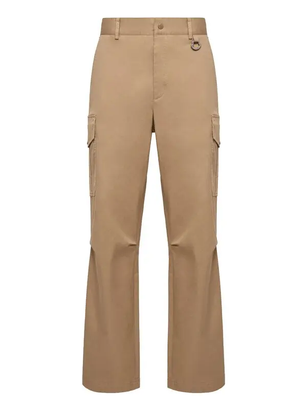 Moncler Cargo Cotton Blend Gabardine Pants - Beige