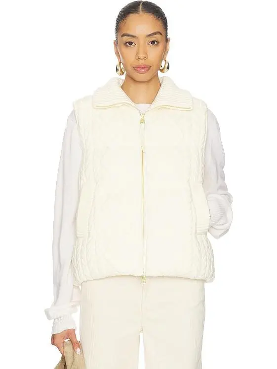 Varley Irina Cable Knit Gilet - Egret