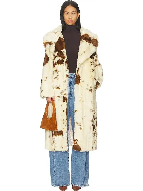 Adrienne Landau Catherine Faux Fur Coat - Cozy Cow