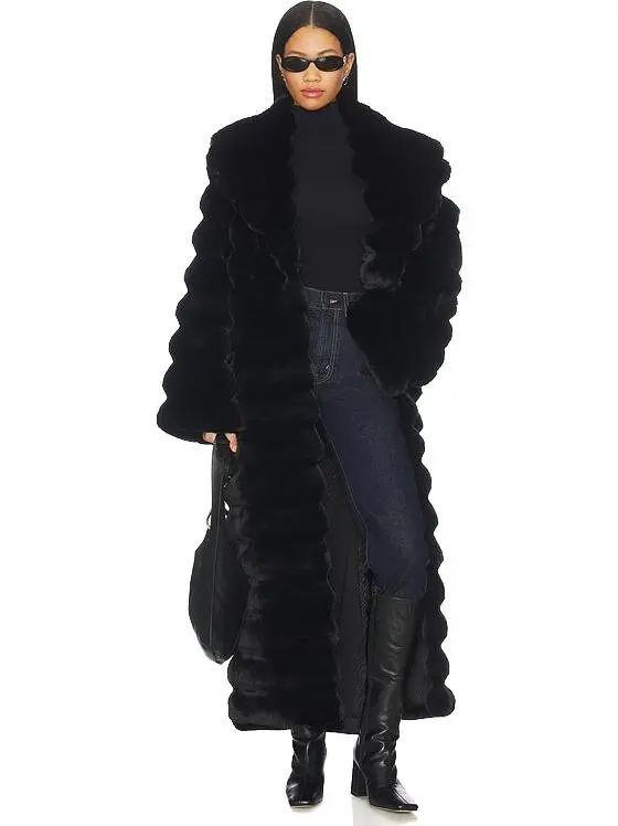 Adrienne Landau Chinchilla Full Length Coat - Jet Black