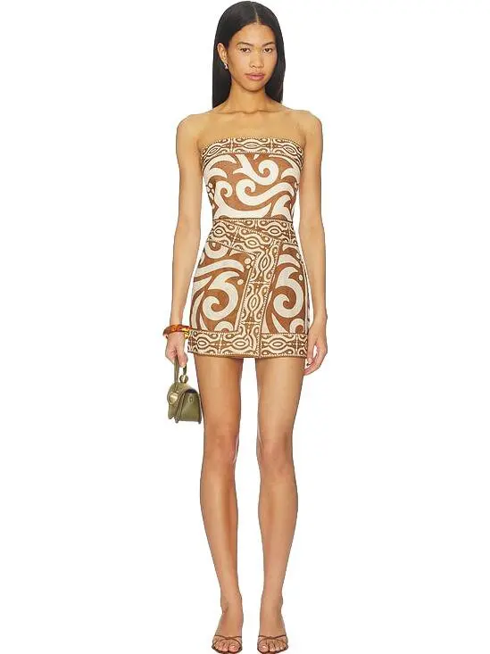 Johanna Ortiz Ra?z Ritual Mini Dress - Camel & Ecru