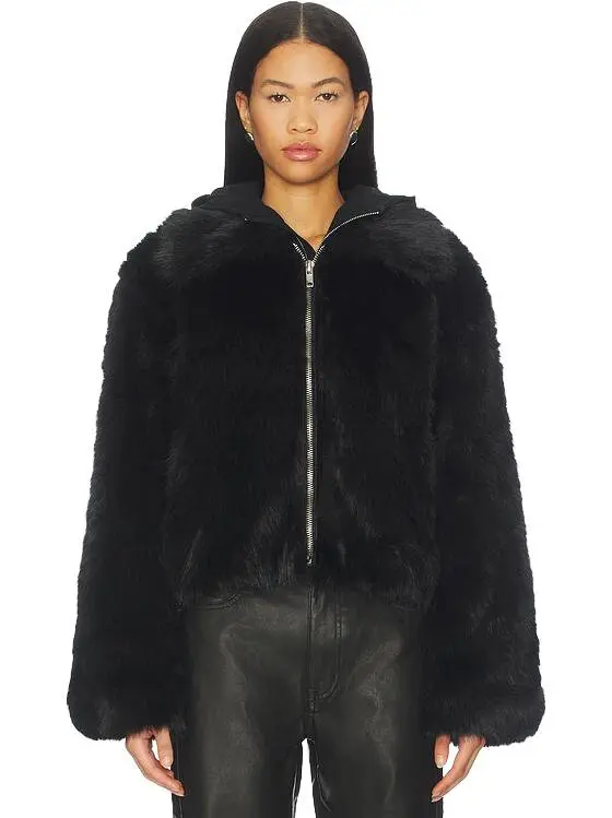 BY.DYLN Kallie Faux Fur Jacket - Black