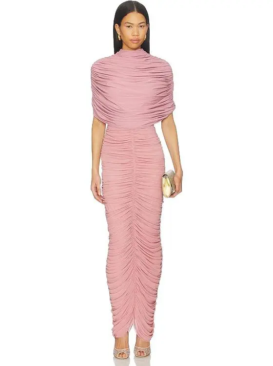 DEME BY GABRIELLA Vienna Drape Styling Dress - Mauve Pink