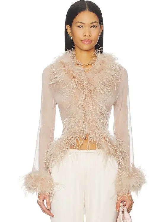 BUBISH Gigi Sheer Feather Blouse - Caramel