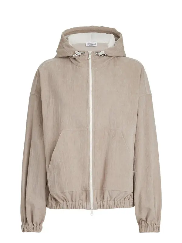 Brunello Cucinelli Cotton-blend Corduroy Zip-up Hoodie - Beige