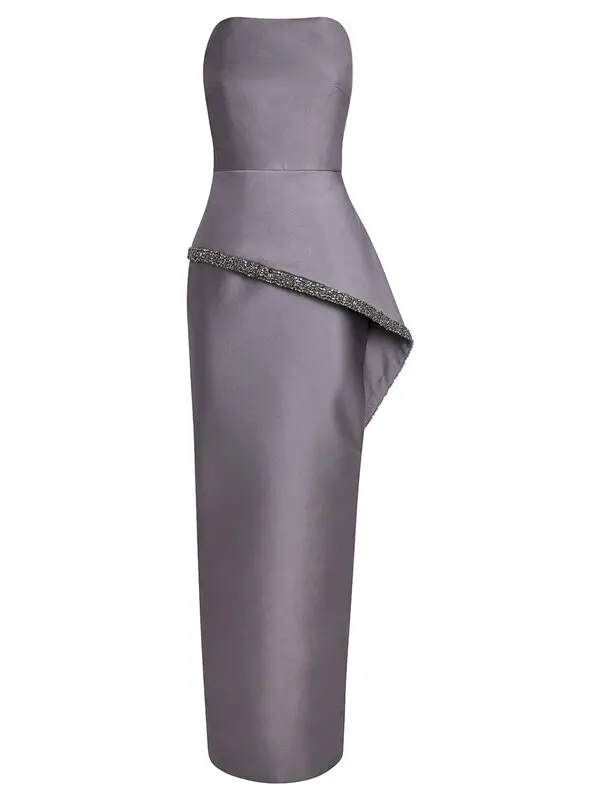 Roland Mouret Taffeta Crystal-embellished Gown - Grey