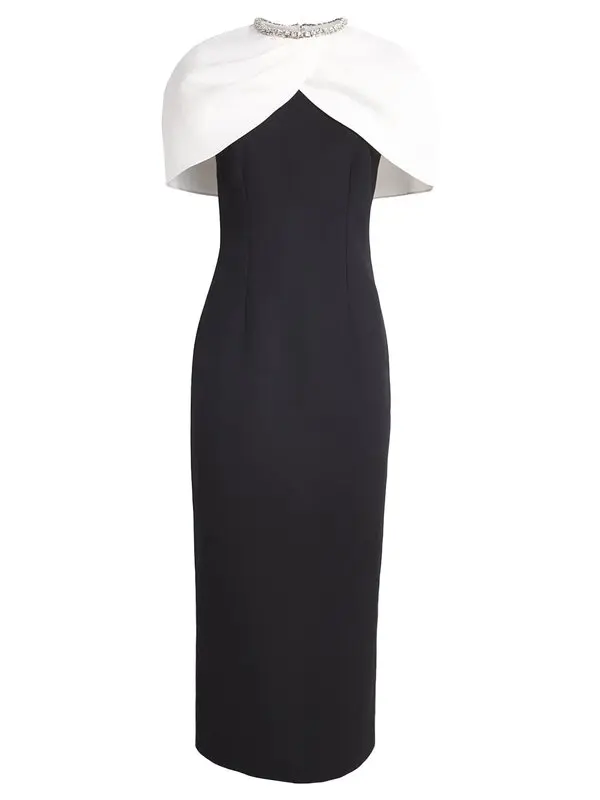 Roland Mouret Embellished Shawl-overlay Midi Dress - Black
