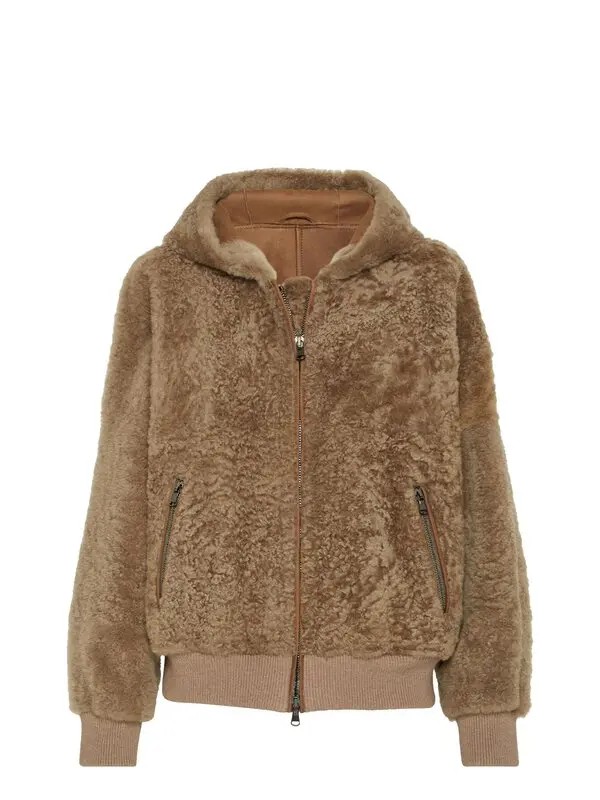 Brunello Cucinelli Shearling Zip-up Hoodie - Brown