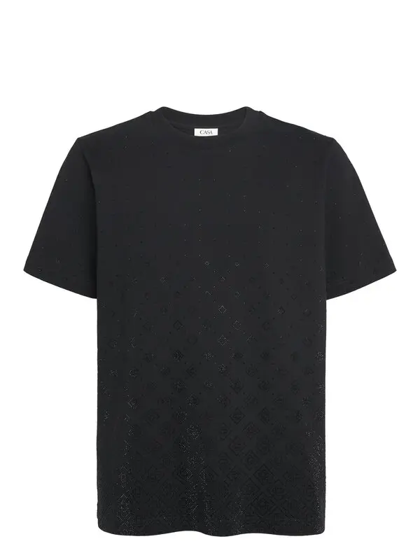 Casablanca Organic Cotton Crystal Monogram T-shirt - Black