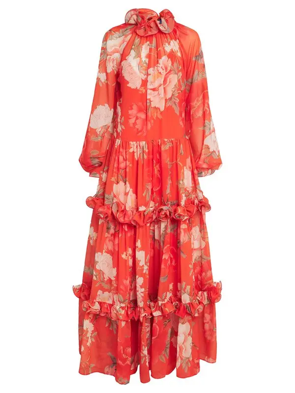 LEO LIN Floral Angela Maxi Dress - Orange