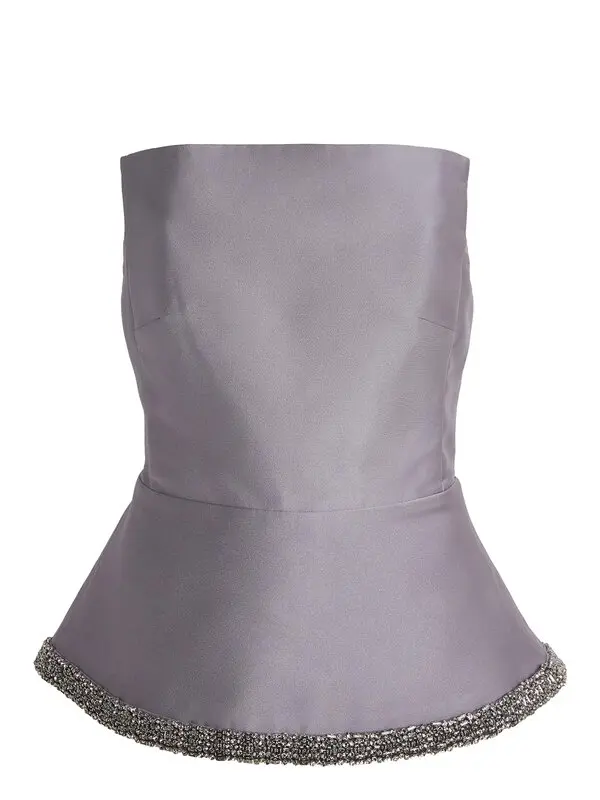 Roland Mouret Taffeta Embellished Peplum Top - Grey