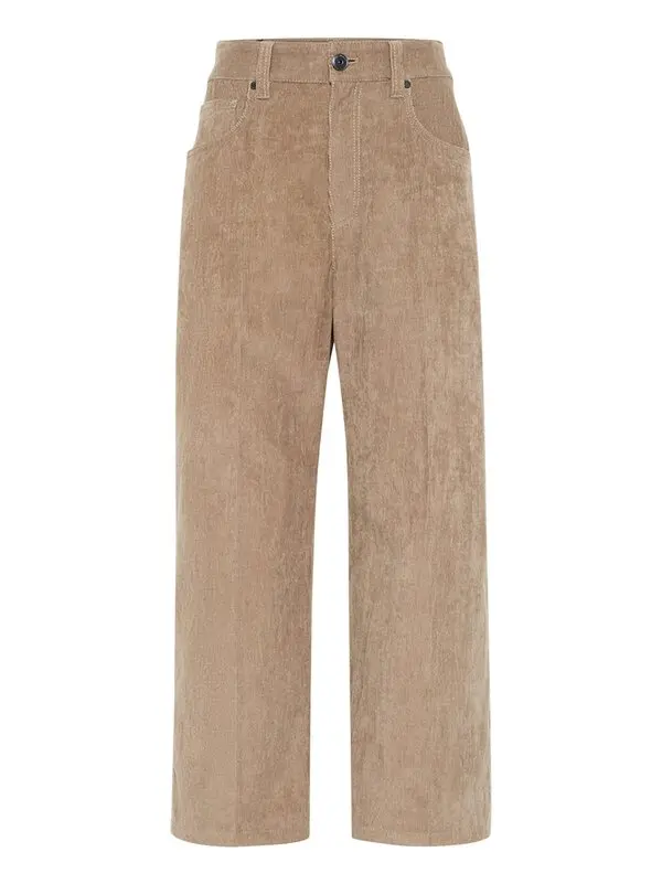 Brunello Cucinelli Cotton-blend Corduroy Trousers - Brown