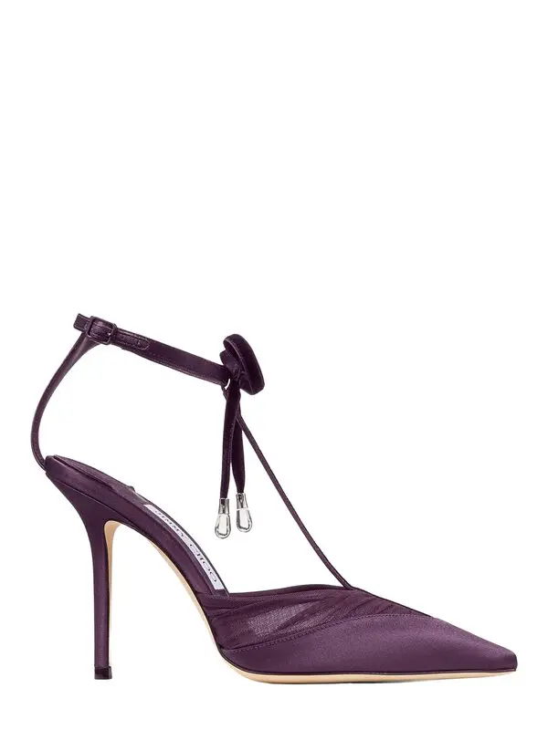 JIMMY CHOO Afia 100 Satin, Mesh And Velvet Pumps - Purple