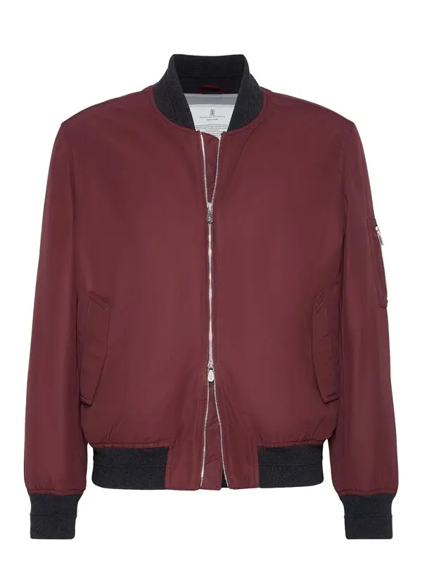 Brunello Cucinelli Technical Satin Bomber Jacket - Red