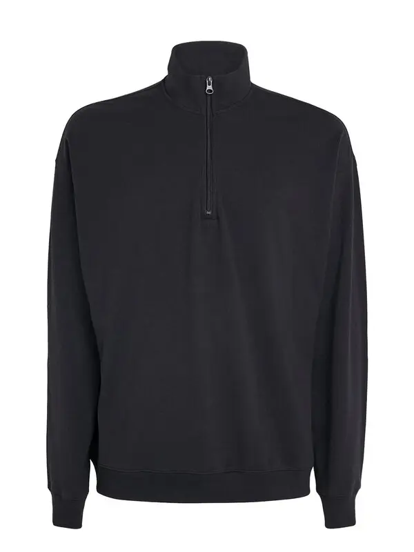 SKIMS Jersey Lounge Quarter-zip Sweater - Black