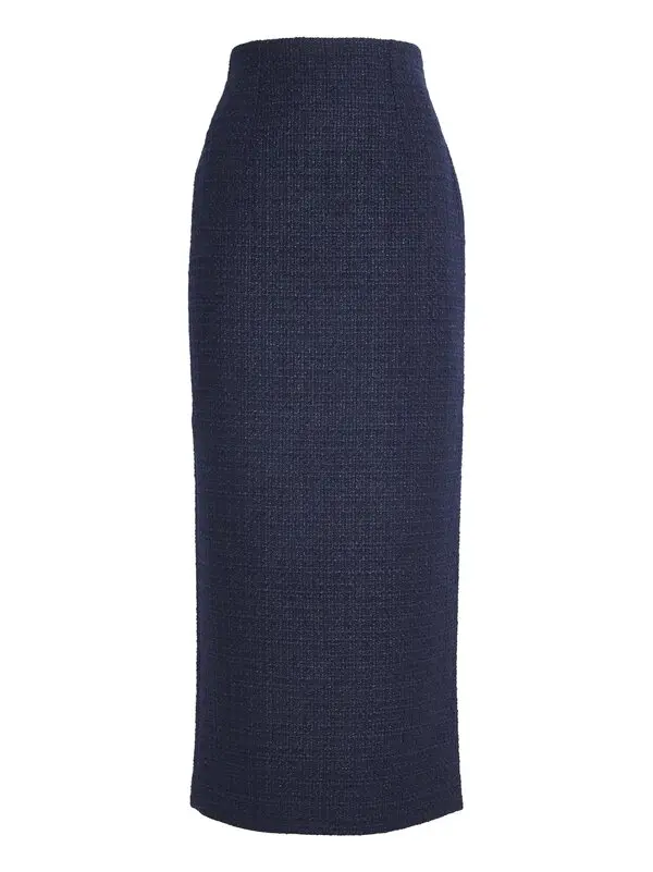 Roland Mouret Bouclé Midi Skirt - Navy