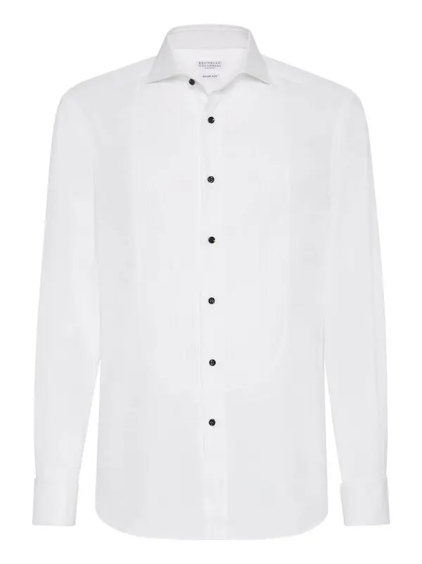 Brunello Cucinelli Cotton Tuxedo Shirt - White