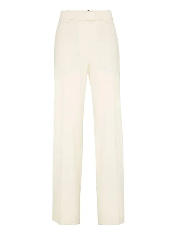 Brunello Cucinelli Wool-blend Gabardine Cigarette Trousers - White