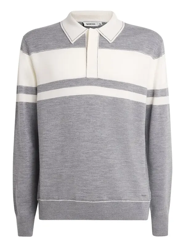 Simkhai Wool Stripe Rugby Shirt - Grey
