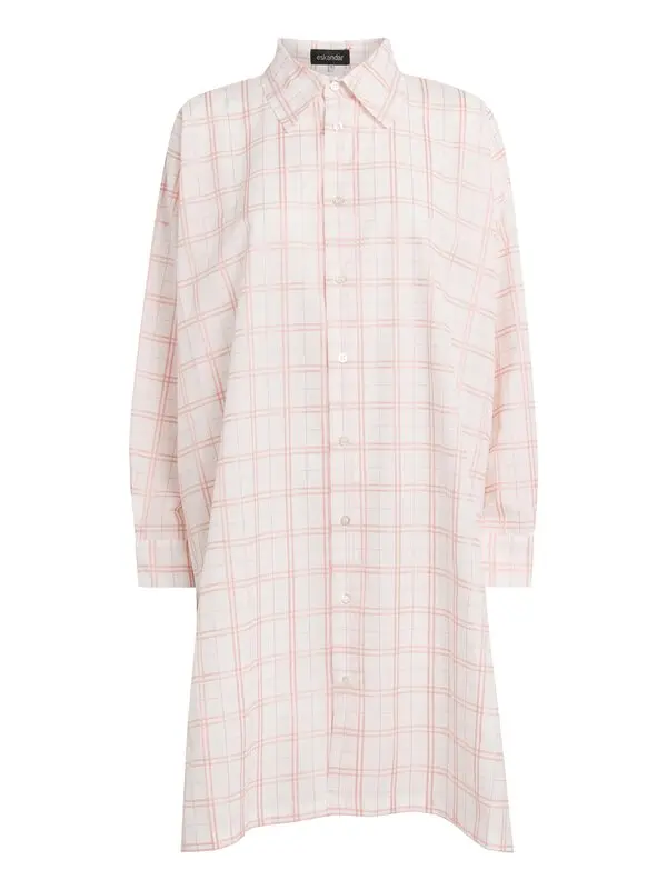 Eskandar Jacquard Check A-line Shirt - Pink