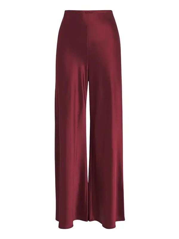 LESET Satin Barb Bias Trousers - Burgundy