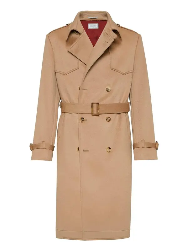 Brunello Cucinelli Cashmere Belted Trench Coat - Beige