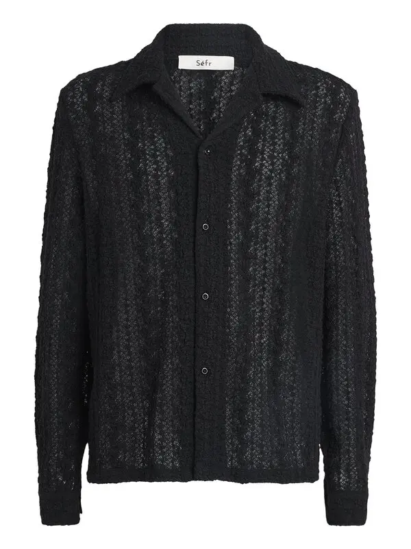 Séfr Wool-blend Lace Jagou Shirt - Black
