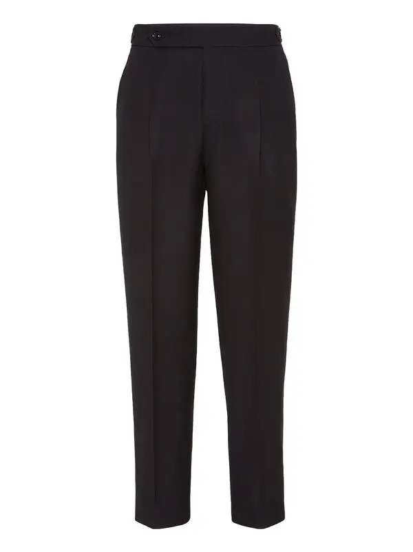 Brunello Cucinelli Silk-wool Tailored Trousers - Black