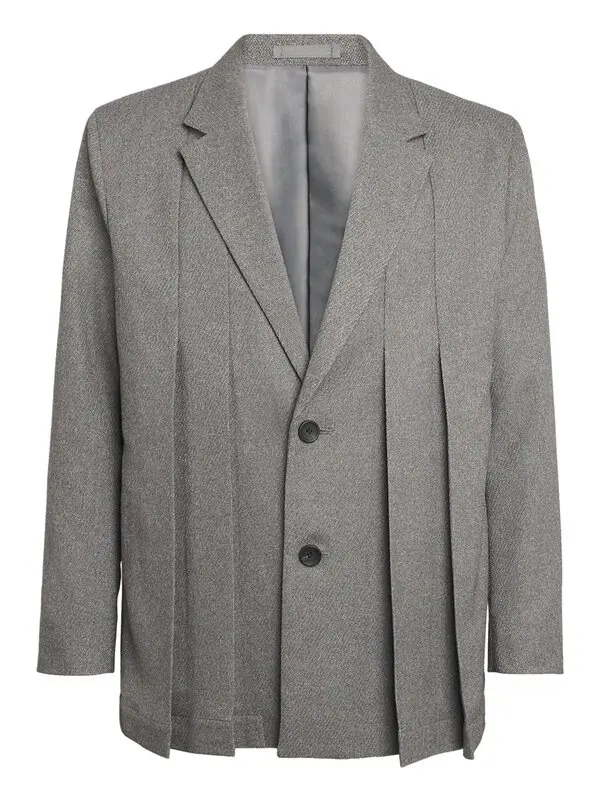 Issey Miyake Tweed Pleated Blazer - Grey
