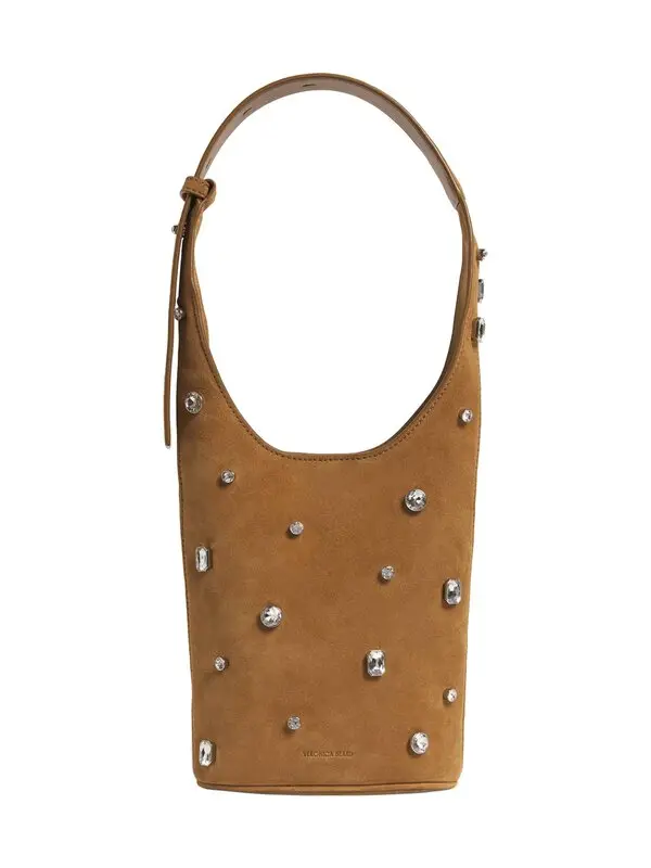 Veronica Beard Embellished Suede Shoulder Bag - Brown