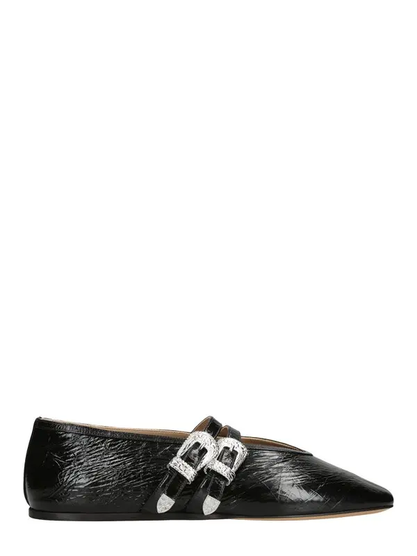 Le Monde Beryl Naplack Leather Claudie Ballet Flats - Black