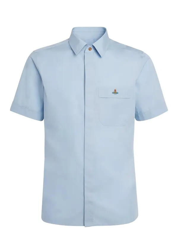 VIVIENNE WESTWOOD Cotton Poplin Orb Short-sleeve Shirt - Blue