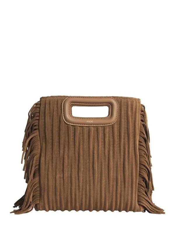 Maje Suede Fringed M Bag - Brown