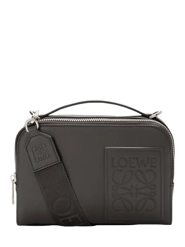 Loewe Mini Leather Camera Bag With Embossed Anagram Patch - Grey