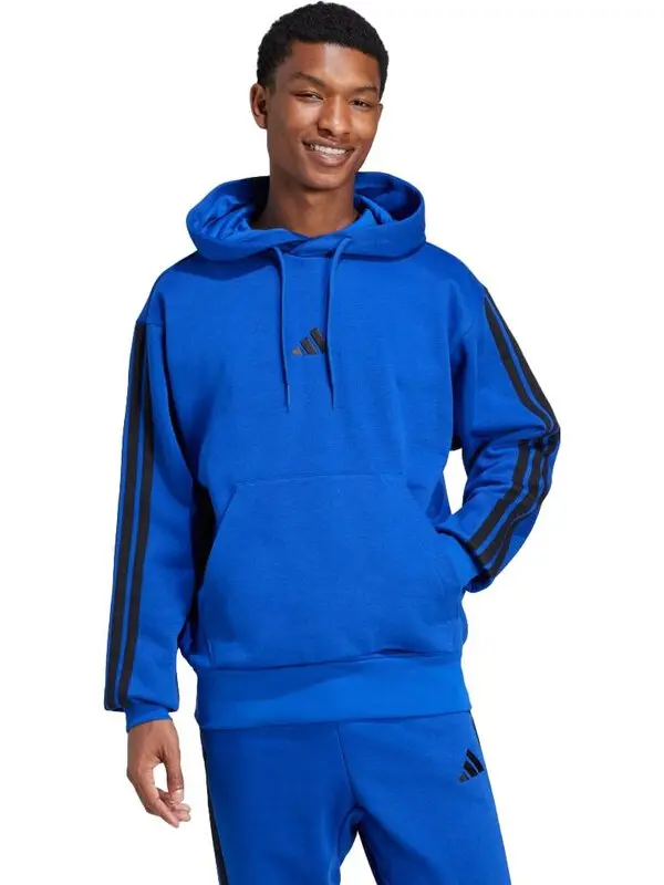 Adidas Essentials 3-stripes Fleece Hoodie - Royal Blue / Black