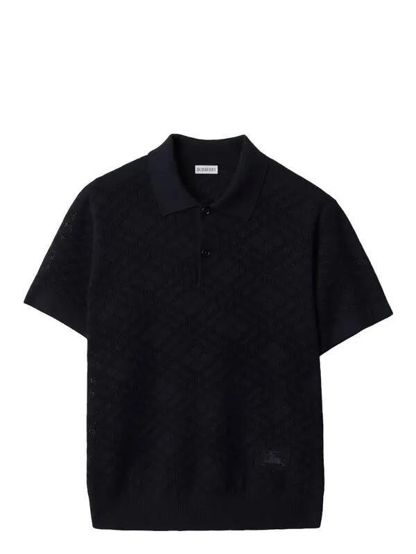 Burberry Check Wool Polo Shirt - Silhouette Blue