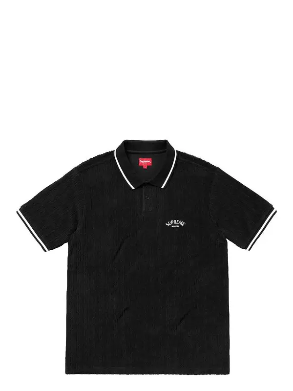 Supreme Cable Knit Terry Polo Shirt - Black
