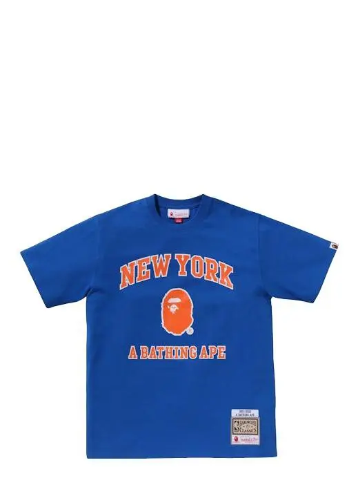 A BATHING APE X Mitchell & Ness Nba New York Knicks Tee Shirt - Blue