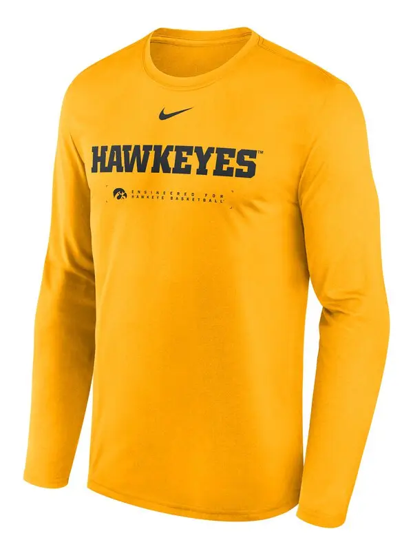 Nike Iowa Courtside Basketball Shootaround Legend Dri-fit College Long-sleeve T-shirt - Yellow