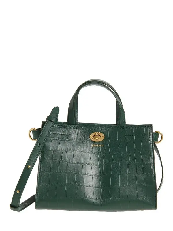 Burberry Mini Cotswolds Croc Embossed Leather Tote - Ivy