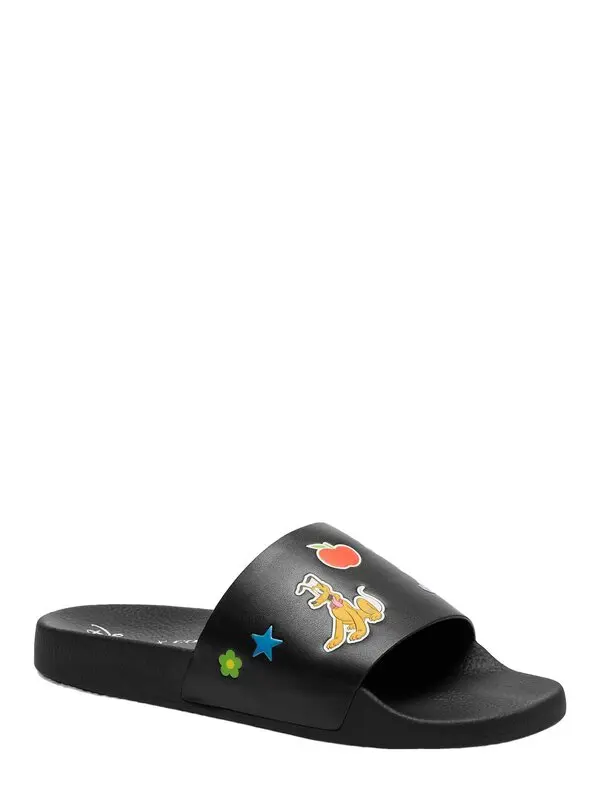 COACH Disney X Slide With Sticker Print - Black Multi/silver