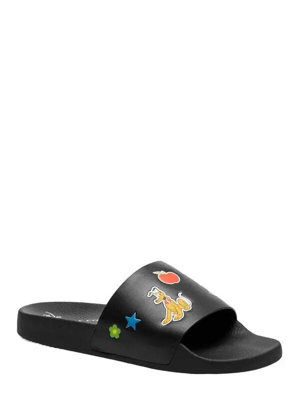 COACH Disney X Slide With Sticker Print - Black Multi/silver