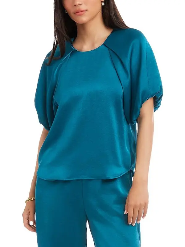 Karen Kane Puff Sleeved Satin Top - Teal