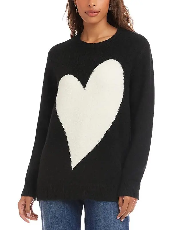 Karen Kane Heart Jacquard Sweater - Black