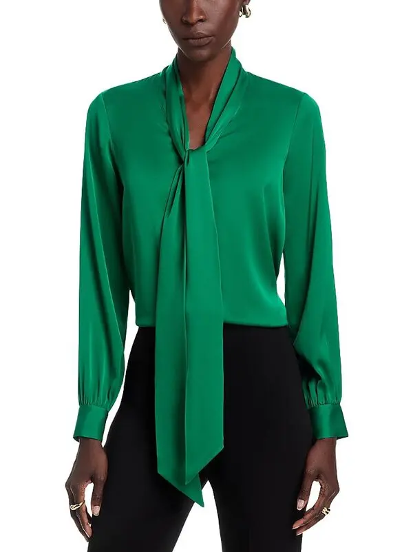 Elie Tahari Nicoletta Silk Blend Top - Parrot Green